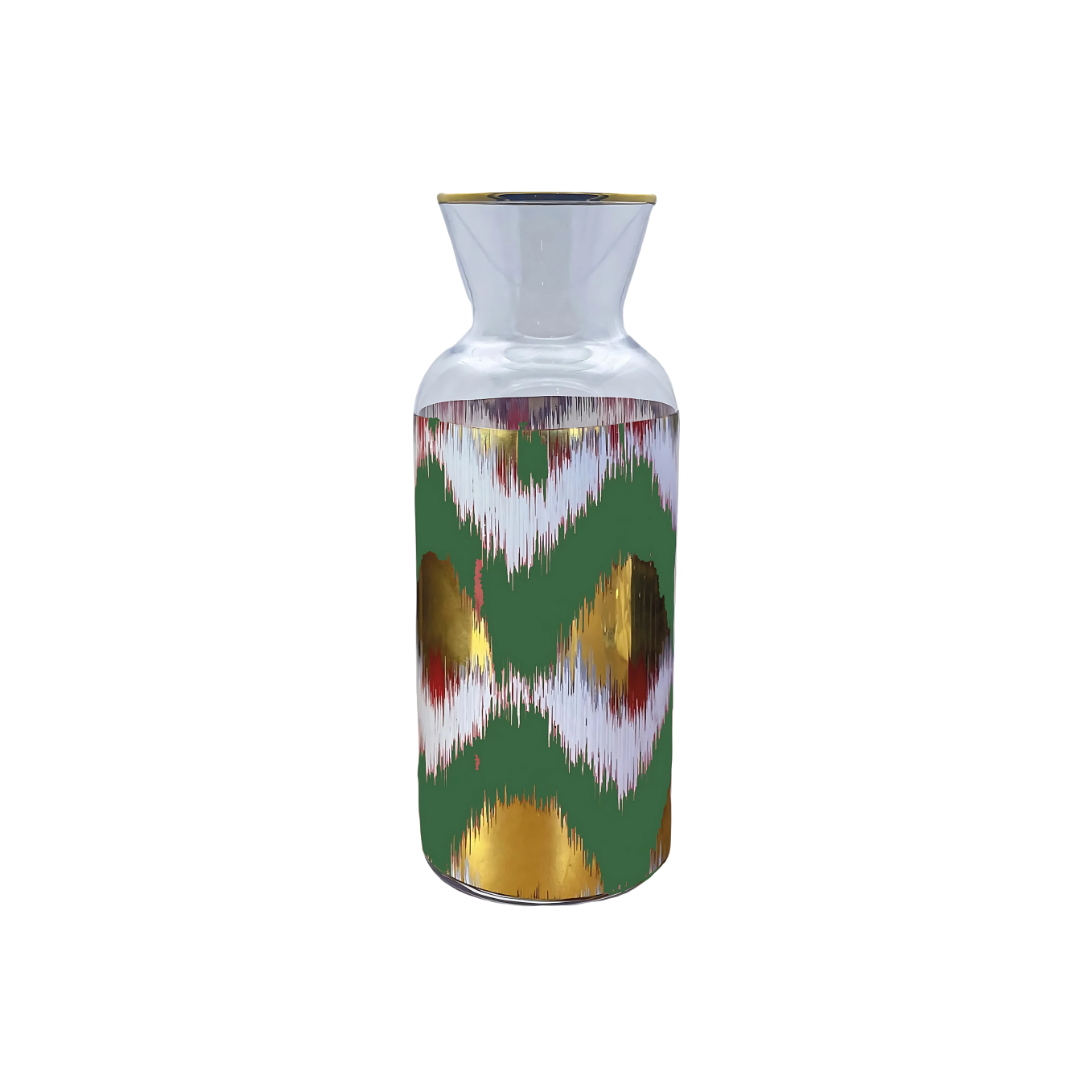 Green Ikat Glass Water Jug | Home & Earth